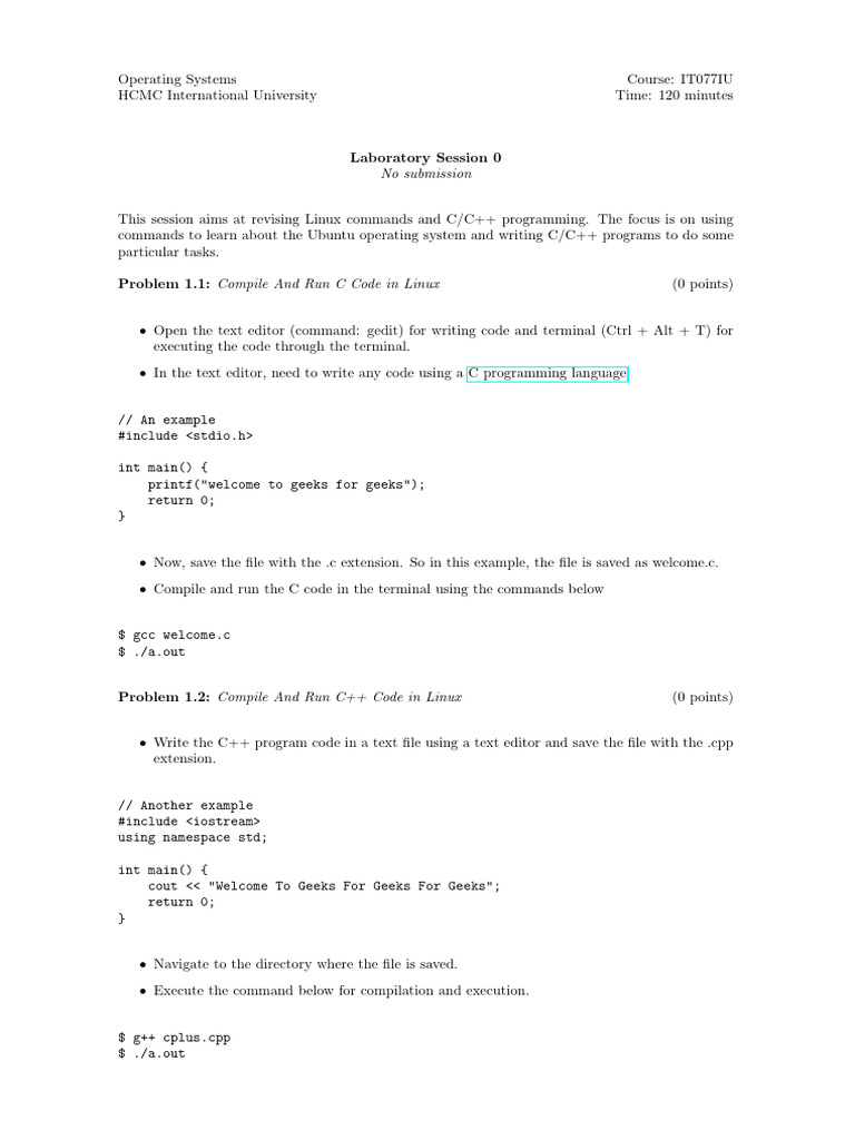 Laboratory Session 0: No Submission | PDF