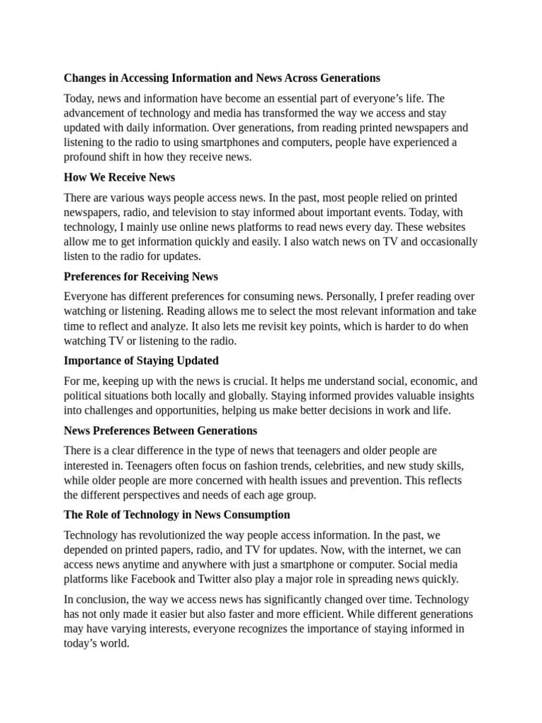 Changes in Accessing Information and News Across Generations | PDF