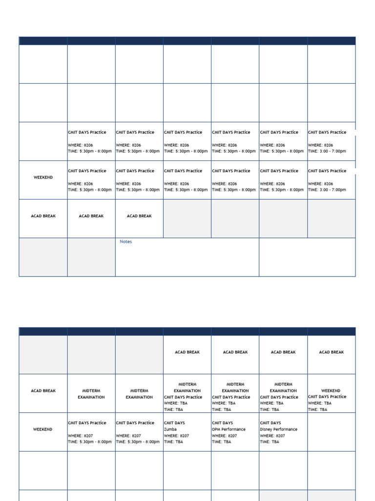 CMIT Days Practice Schedule October 2023 | PDF