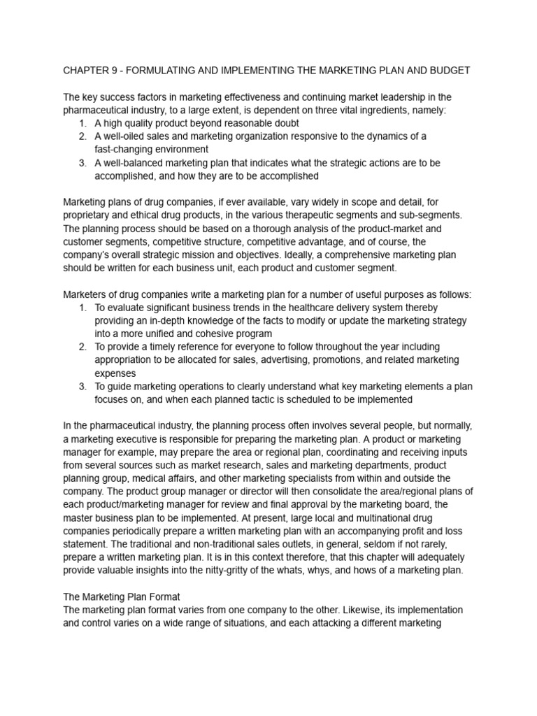 Pharm Ad in Phil Setting Chap 9 | PDF | Marketing | Marketing Strategy