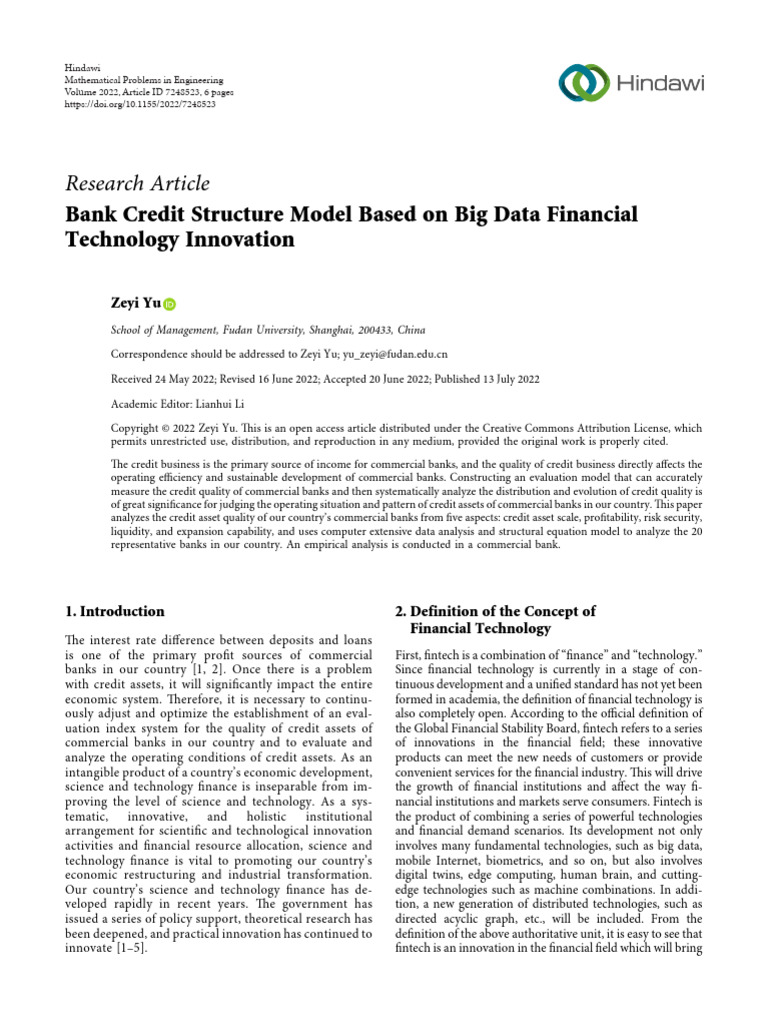2022 Bank Credit Model and Big Data | PDF | Banks | Loans