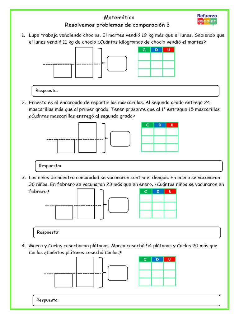 26 Marzo Mat Ficha Ref Resolvemos Problemas de Comparacion 3 Paev | PDF