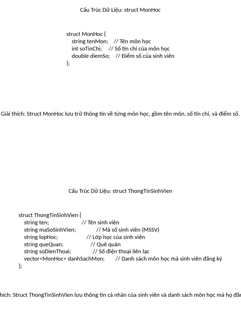 Quan Ly Sinh Vien Code Giai Thich | PDF