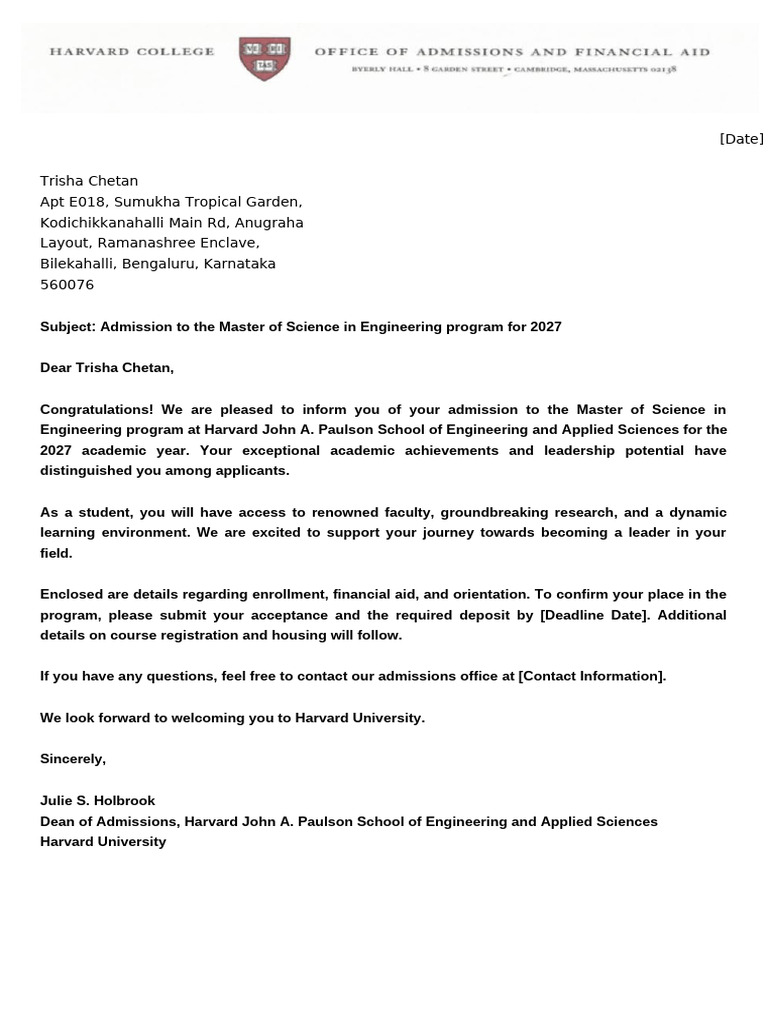 Harvard_Engineering_Acceptance_Letter (1) | PDF