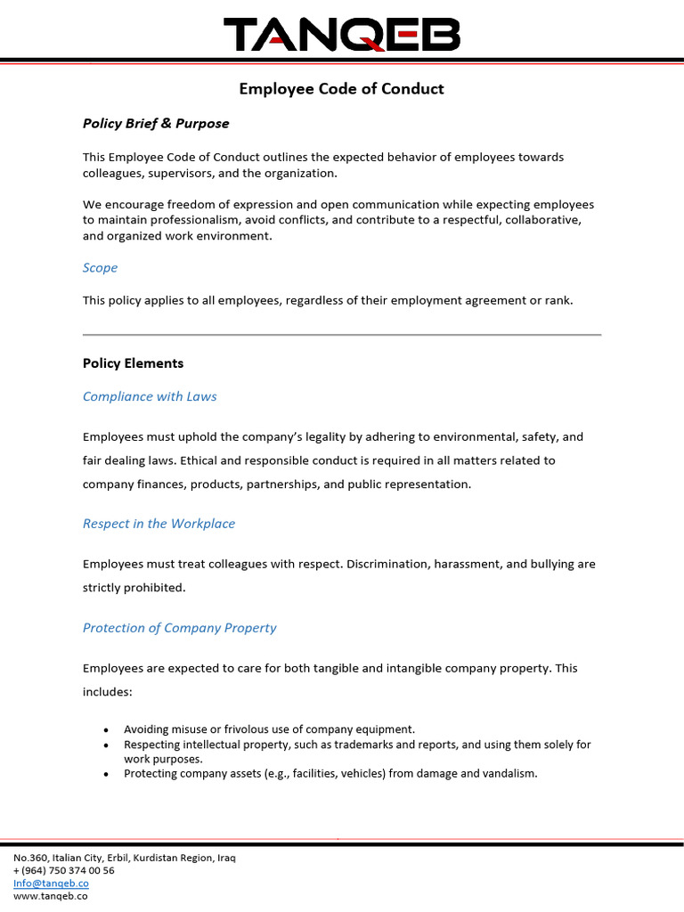 Employee Code of Conduct Overview | PDF | Employment | Corruption