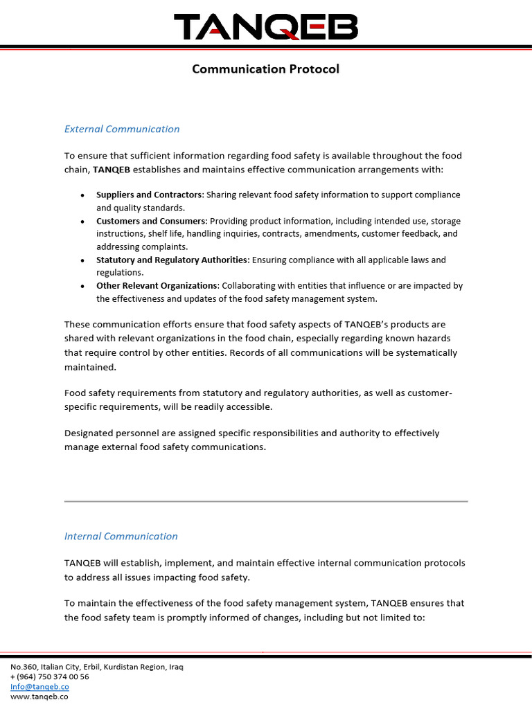 POL - Communication Protocol | PDF | Food Safety | Safety