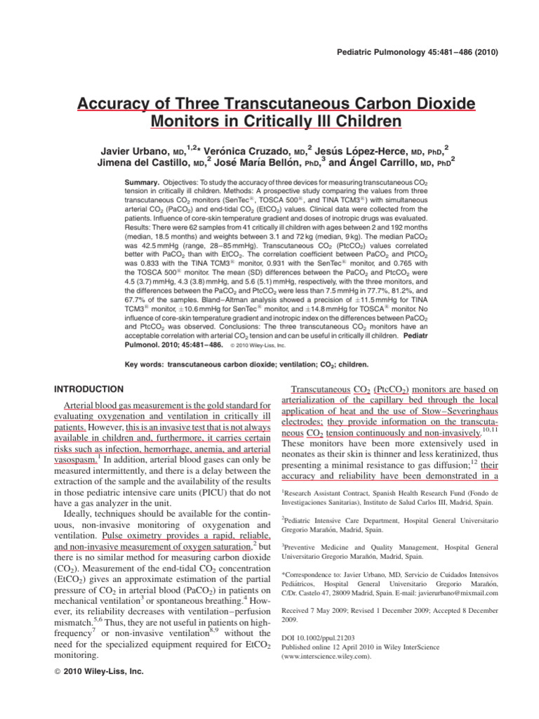 OK Urbano2010 - Accuracy of three transcutaneous carbon dioxide ...