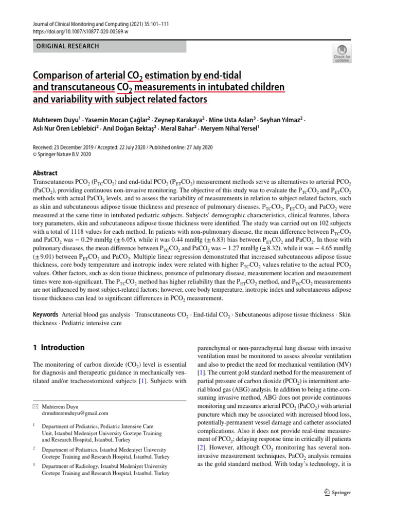 OK Comparison of Arterial CO2 Estimation B... Riability With Subject ...