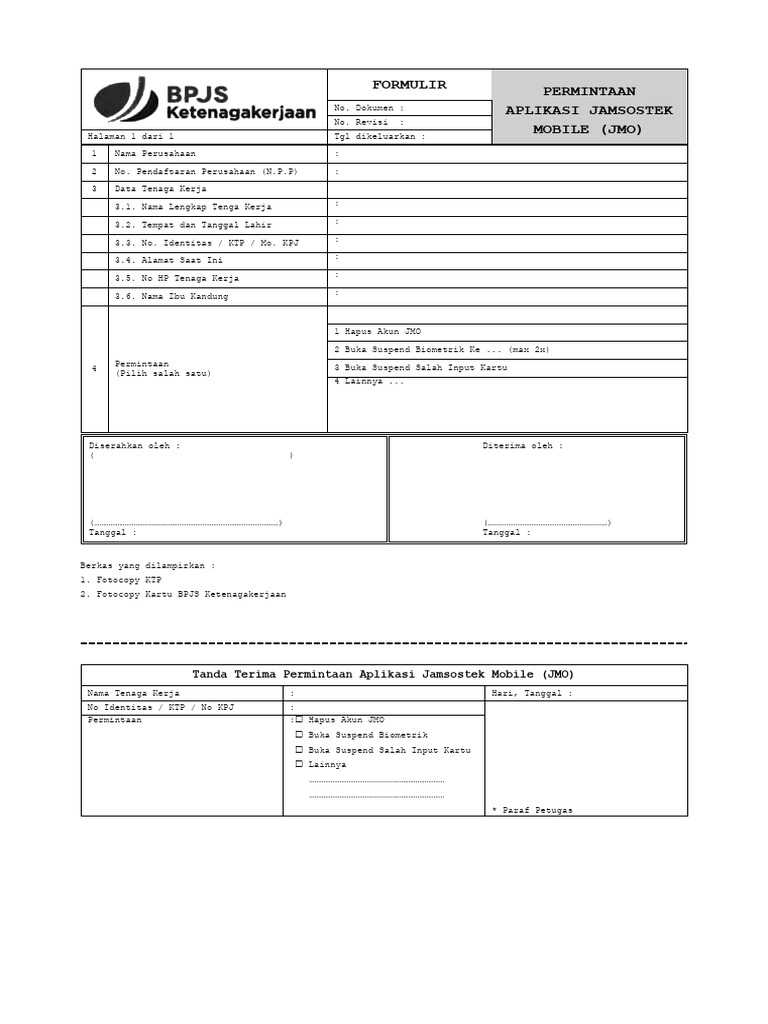 Form. Permintaan Aplikasi Jmo | PDF