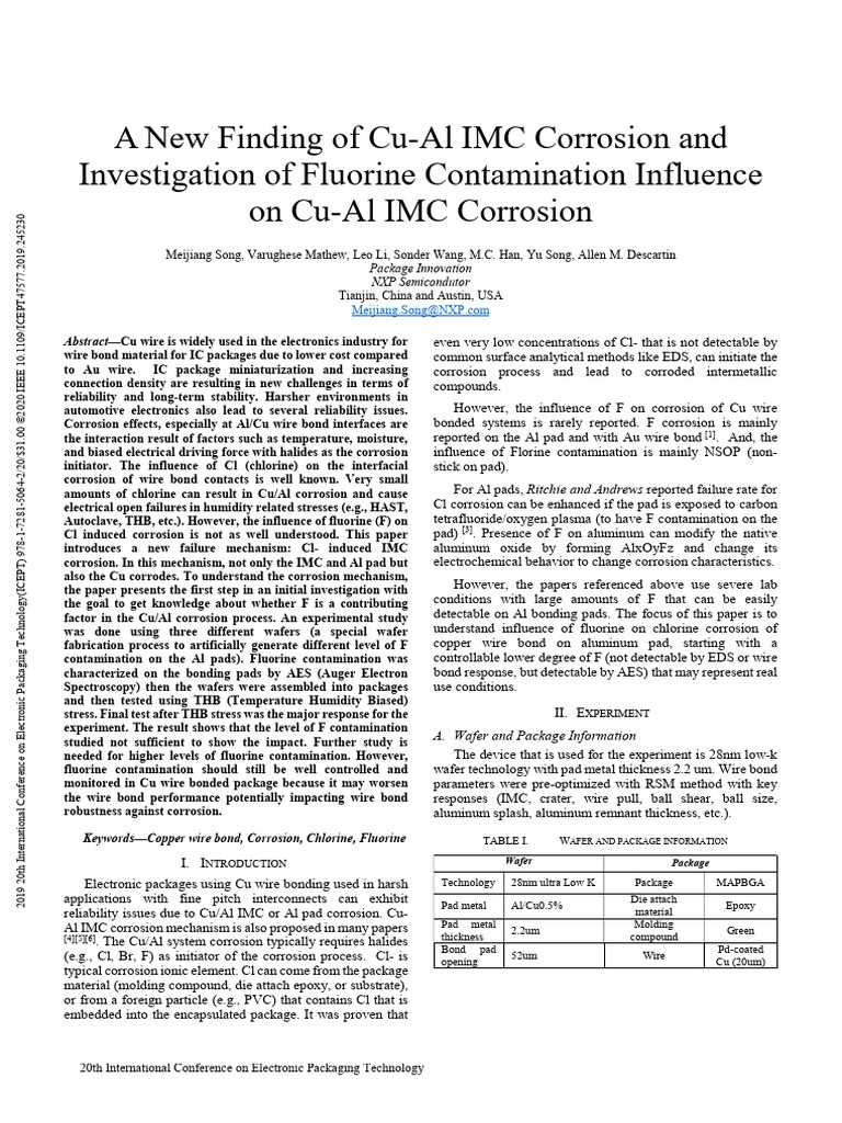 A New Finding of Cu-Al IMC Corrosion and Investigation of Fluorine ...