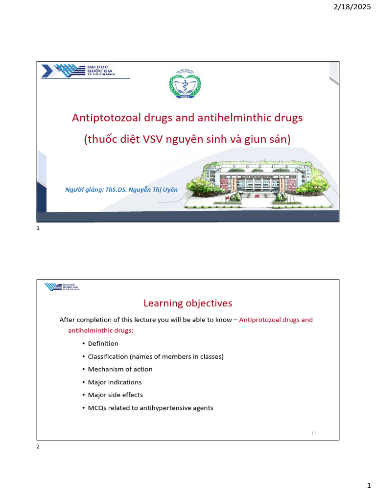 Pharmacology 2 D2021 Antiprotozoal Drugs and Antihelminthic Drugs | PDF ...