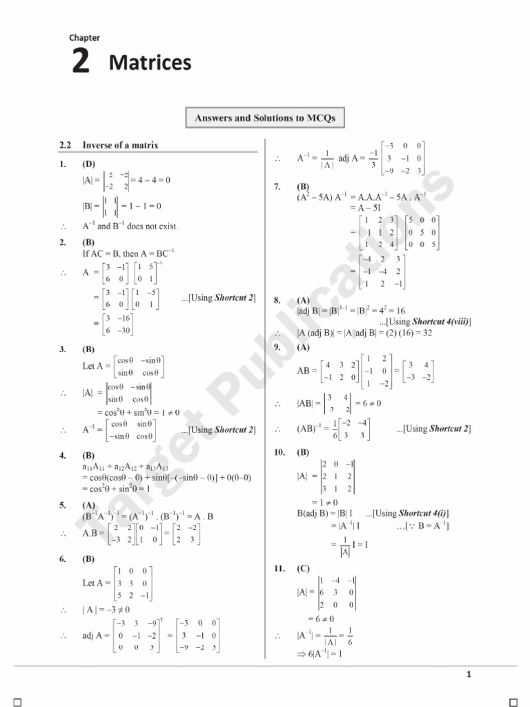 MHT-CET PSP - Maths - Solutions To The Relevant Questions of The ...