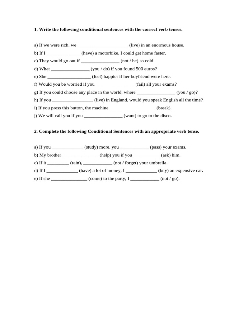 Conditional Exercises 01 | PDF