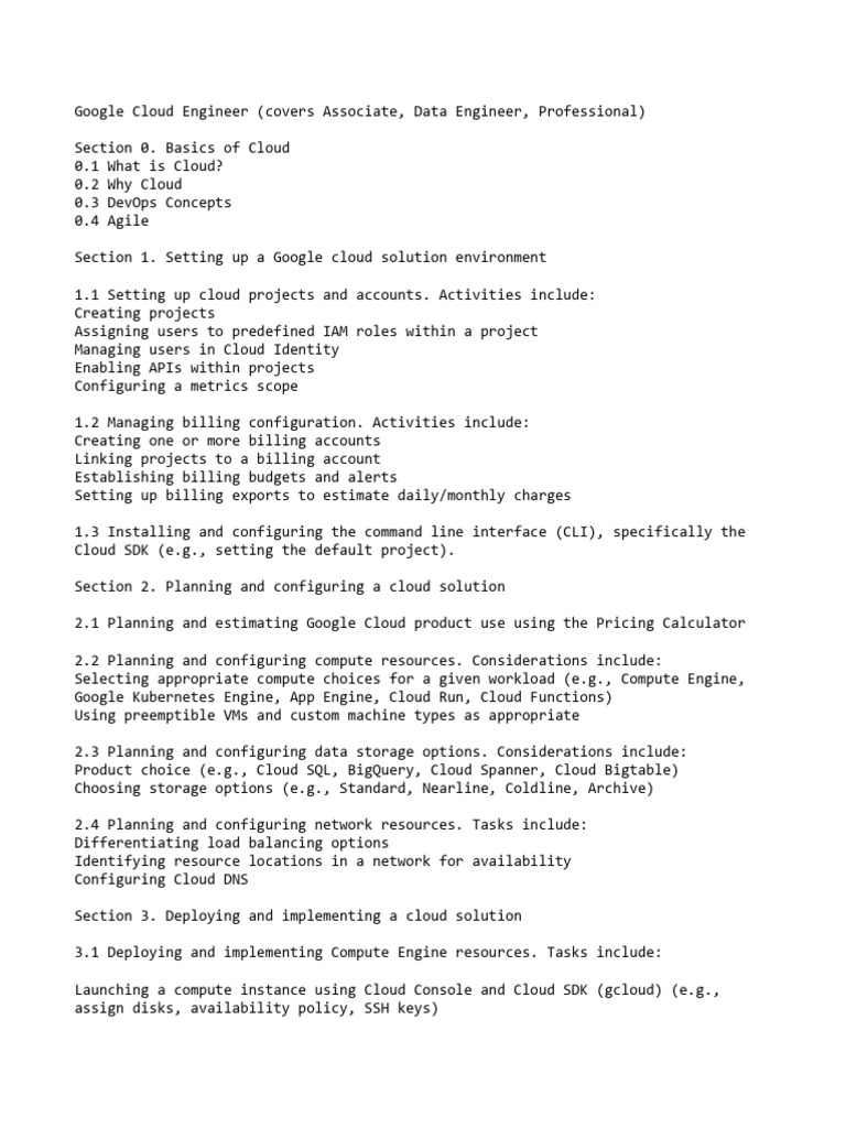 Google Cloud Course Content | PDF | Cloud Computing | Computer Network