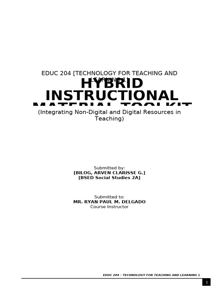 Hybrid Instructional Material Toolkit | PDF | Lesson Plan | Behavior ...