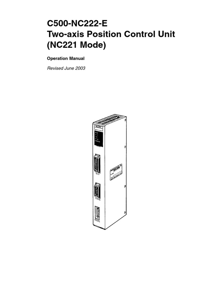 C500-NC222-E Two-Axis Position Control Unit (NC221 Mode) : Operation ...