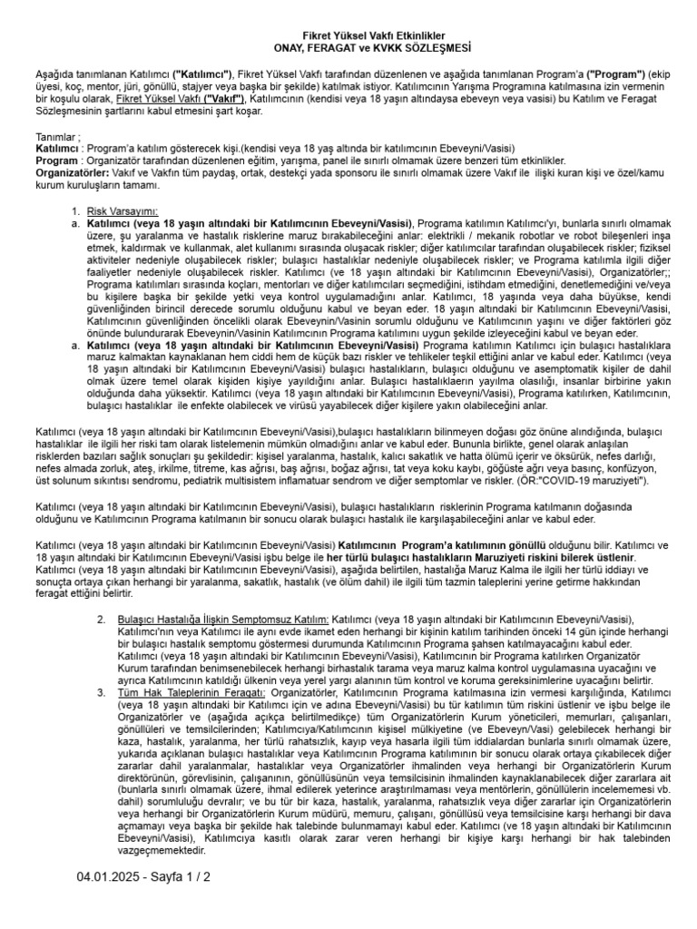 2024 2025 Onay Riza KVKK Formu | PDF