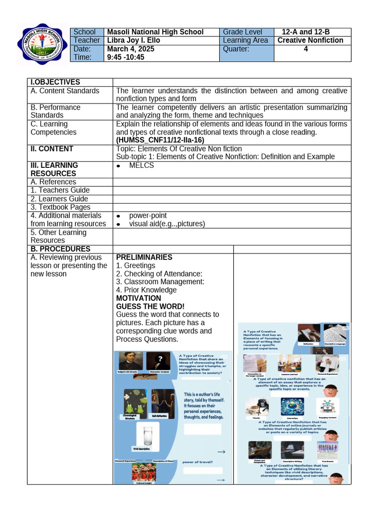 ELEMENTS OF CREATIVE NONFICTION (Edited) - DLP | PDF | Narrative ...