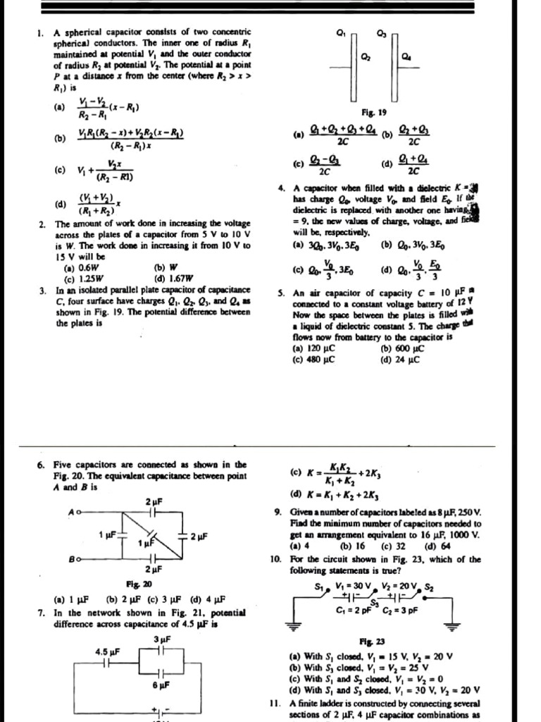 Capacitor Exam For Neet and Jee 2023 | PDF | Capacitor | Capacitance