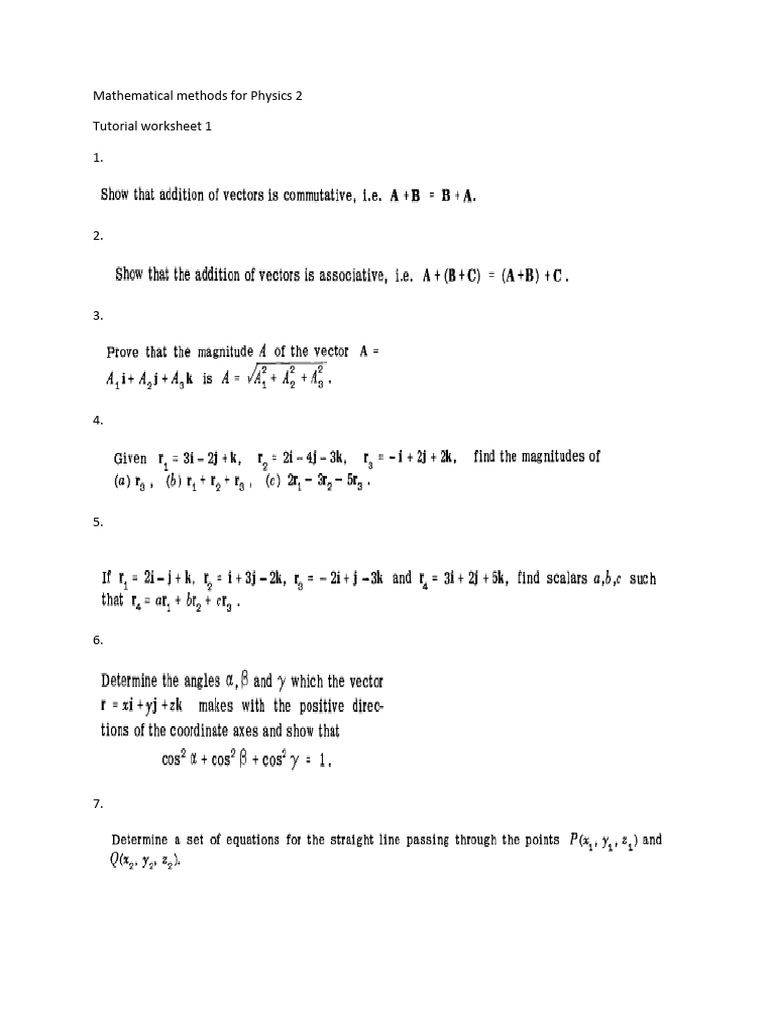 Mathematical Methods for Physics 2 Tutorial 1 | PDF