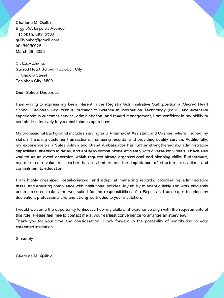 Application Letter | PDF