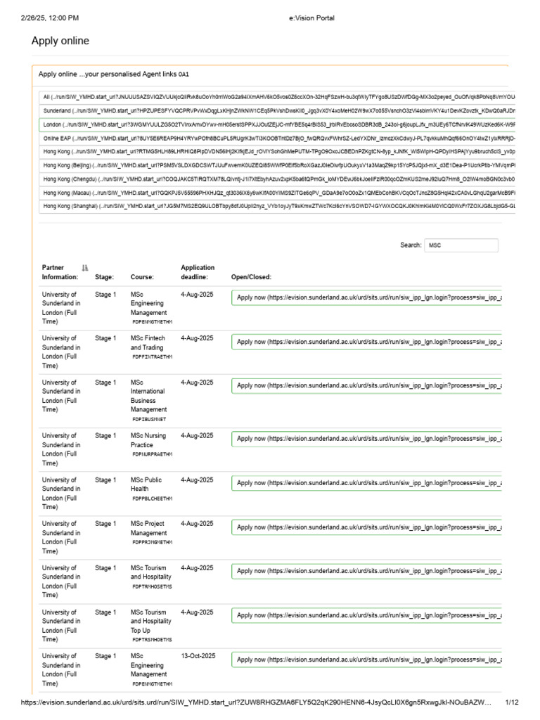 Evision Portal Login for Sunderland University | PDF | Bachelor Of ...