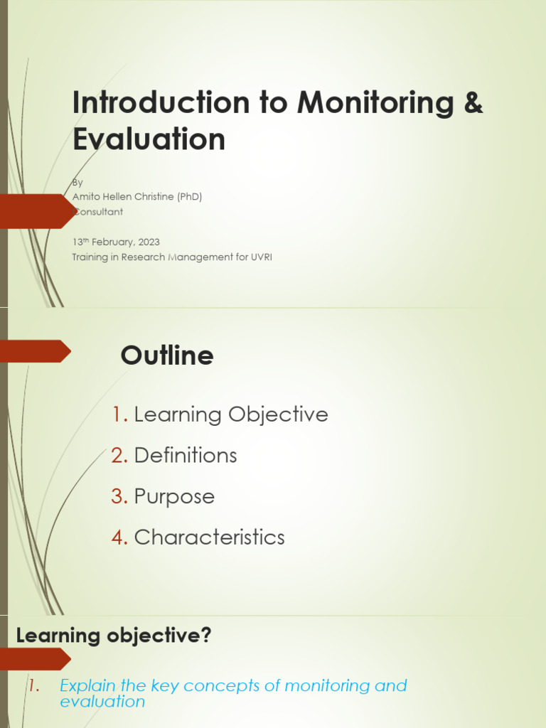 Presentation1 Introduction To M and E AHC | PDF | Evaluation | Monitoring And Evaluation