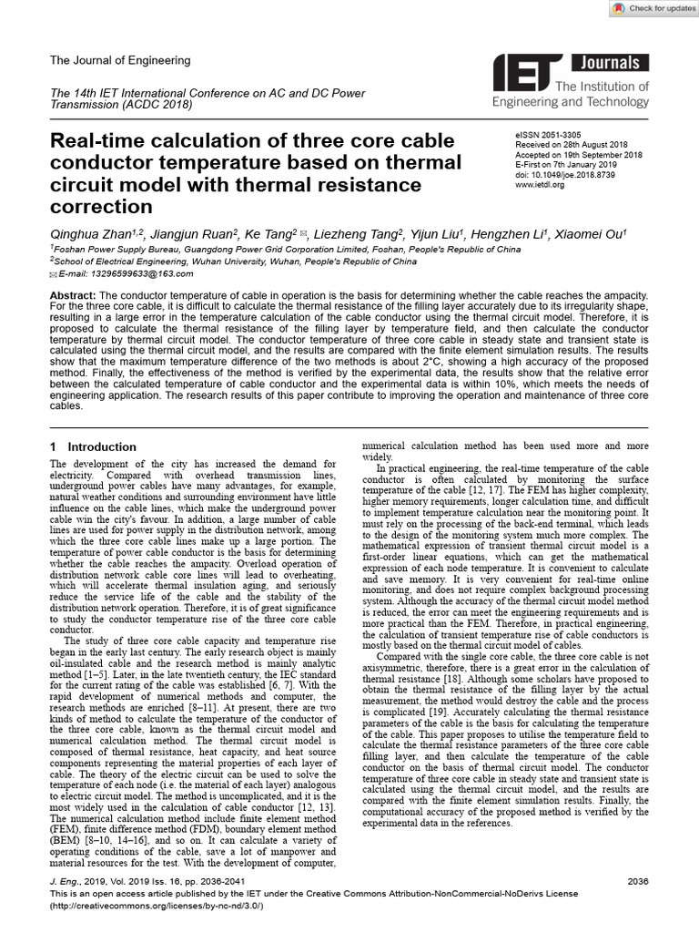Real-Time Temperature Calculation for Cables | PDF | Electrical ...