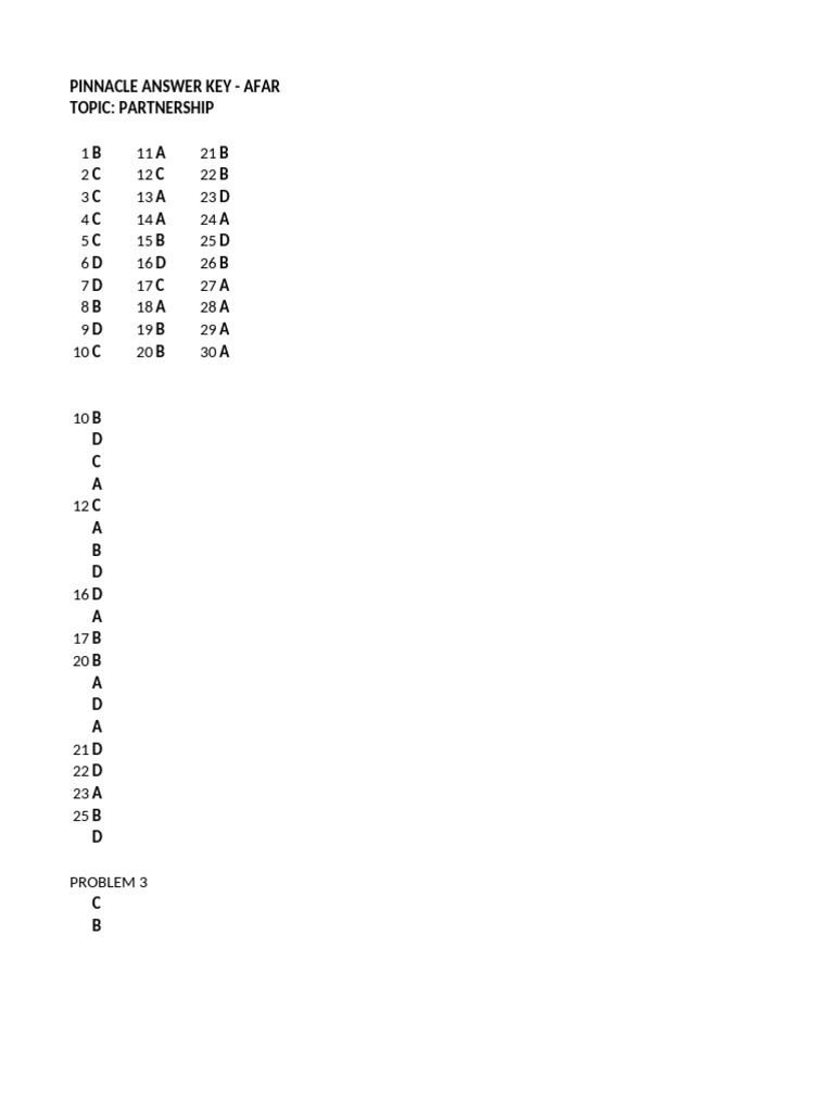 Pinnacle Answer Key - AFAR | PDF