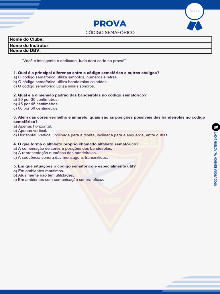 PROVA + Gabarito | PDF