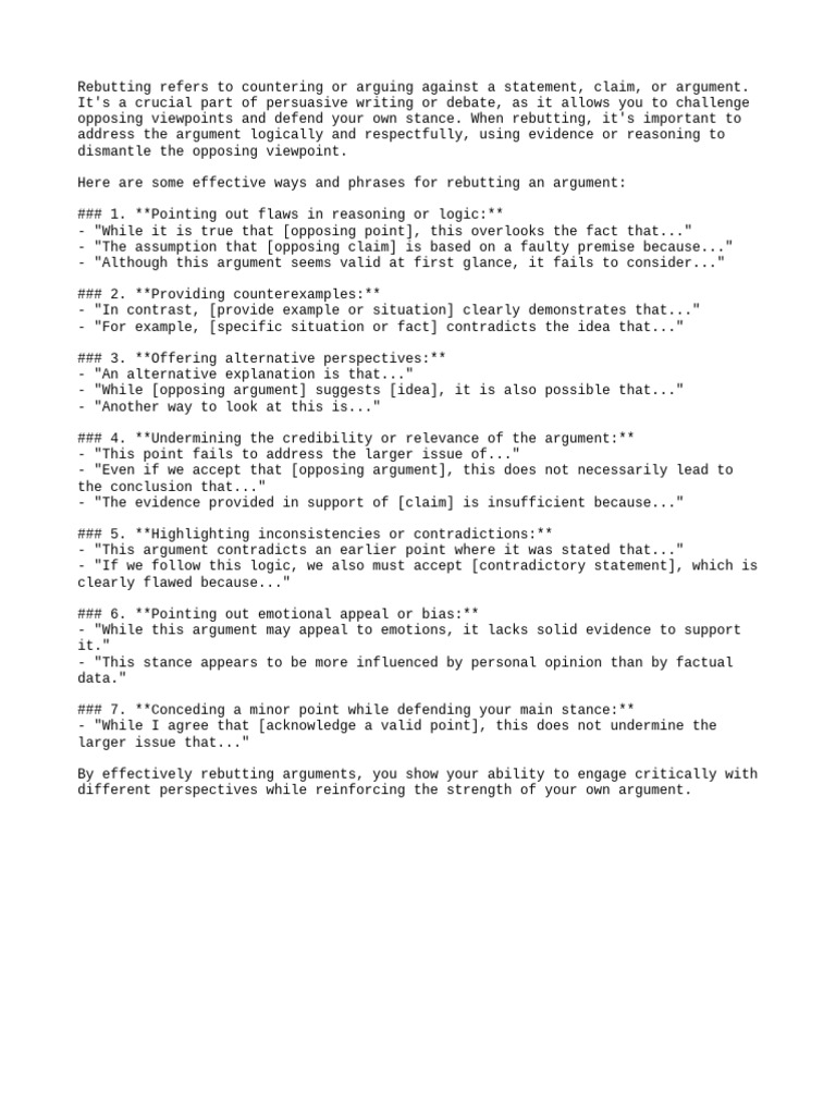 Effective Rebuttal Techniques Explained | PDF