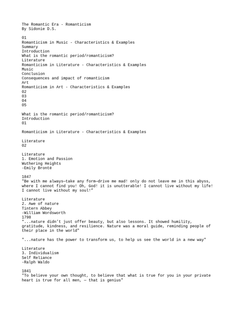 Exploring Romanticism: Art, Music, Literature | PDF | Romanticism