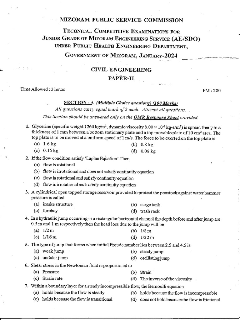 JR Grade of Mes Phe 2024 Civil Engg Paper II | PDF