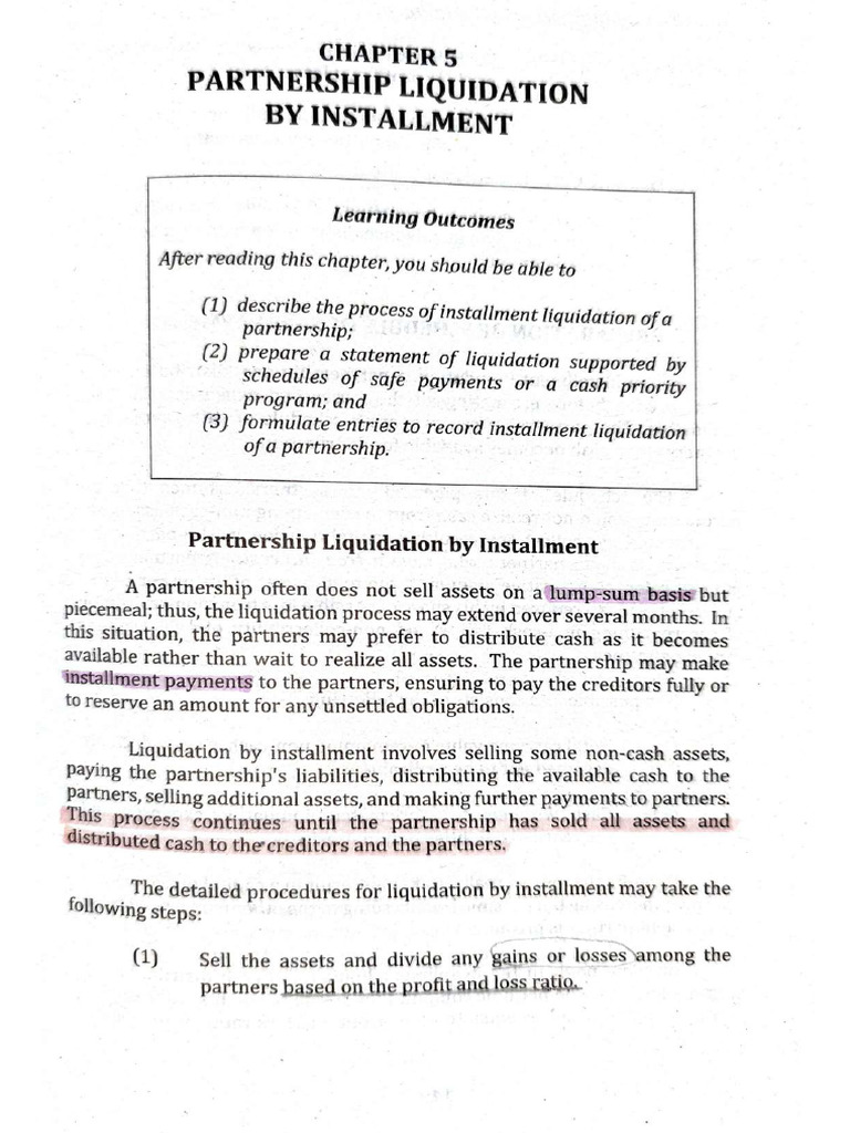 CHAPTER 5 Partnership Liquidation by Installment | PDF