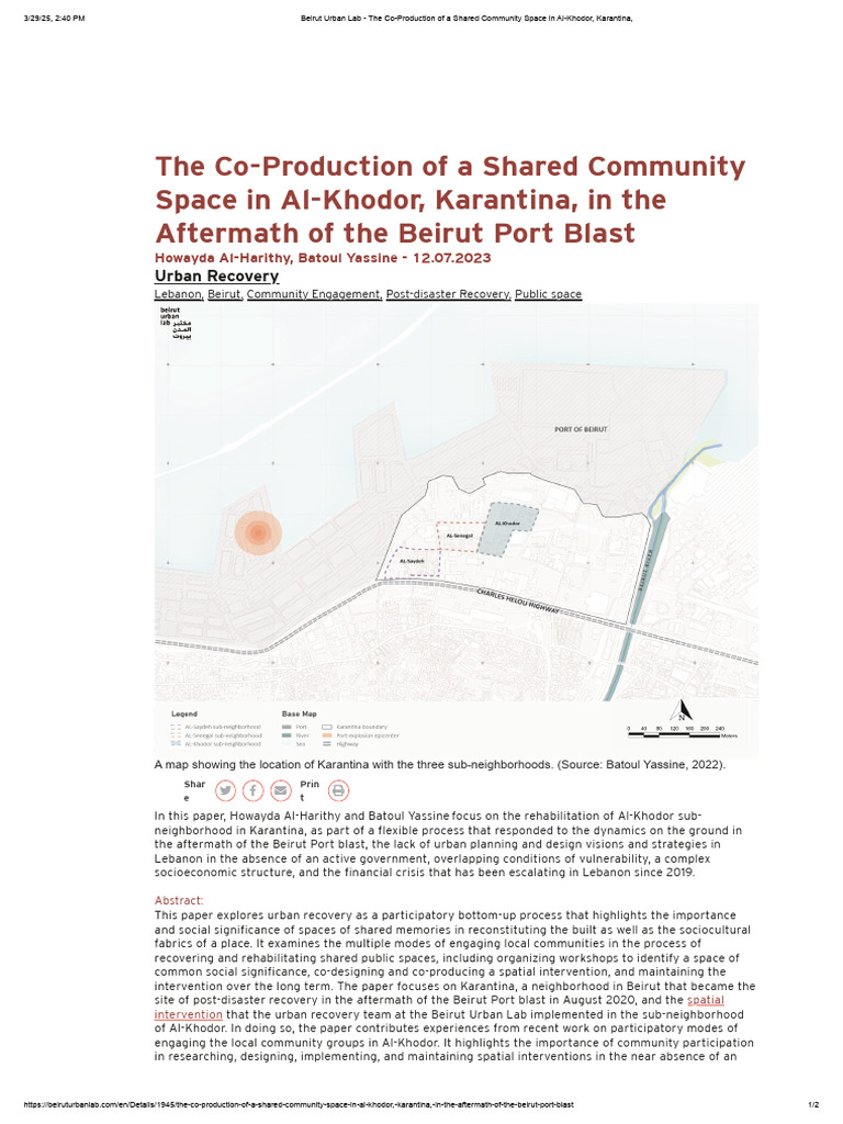 Beirut Urban Lab - The Co-Production of a Shared Community Space in Al ...
