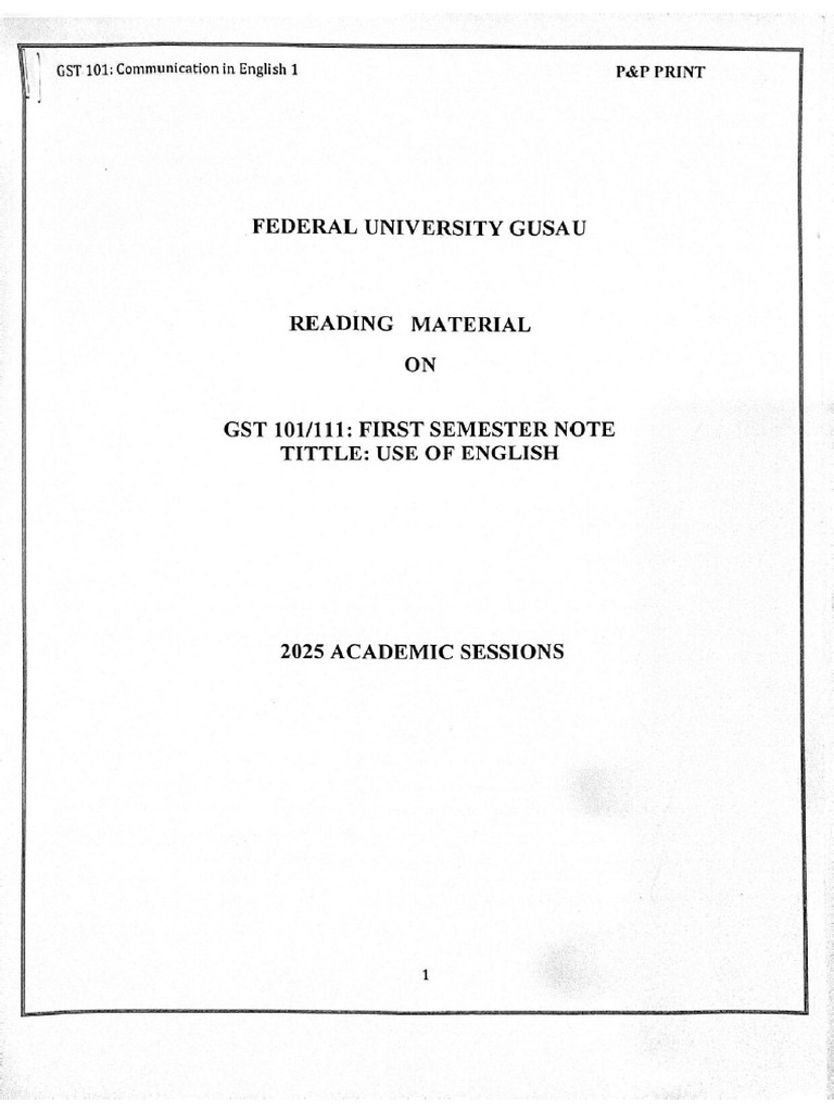 GST 111 Communication in English 01 | PDF