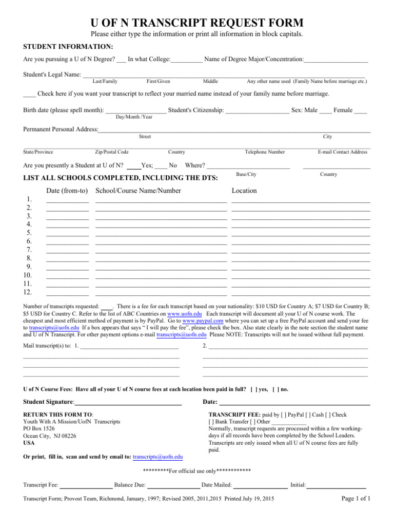 U of N Transcript Request Process | PDF | Pay Pal