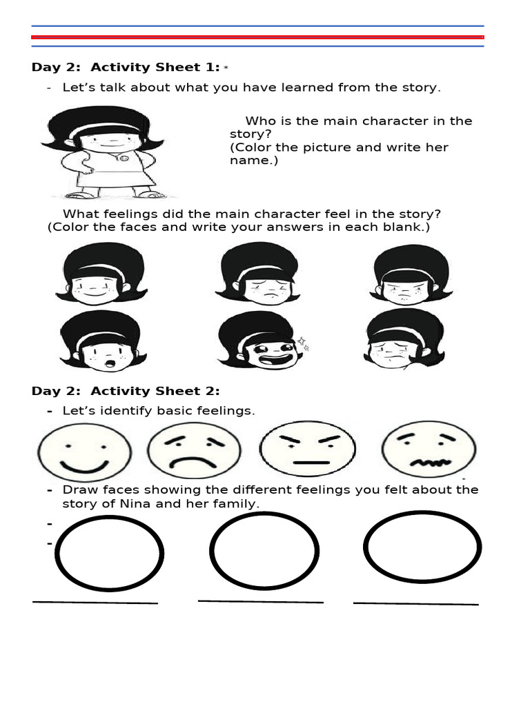 Day 2 Activity: Feelings and Characters | PDF