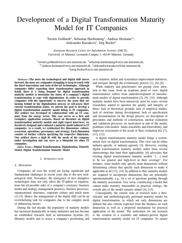 CBI2020_Digital_Transformation_Maturity_Model | PDF | Evaluation | Science