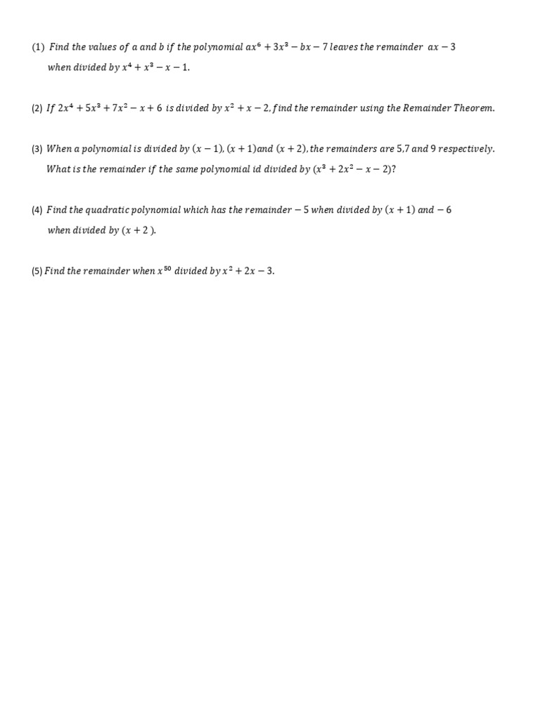 On Remainder Theorem | PDF