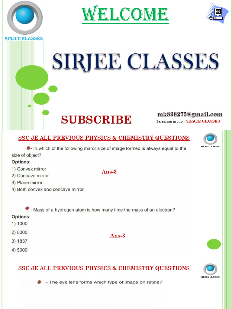 SSC JE Physics & Chemistry Questions | PDF | Acid | Chemical Substances