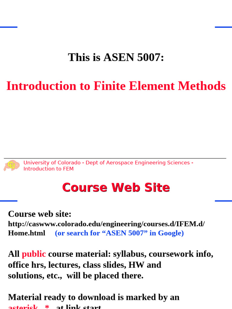 Introfuction to FEM-ASEN | PDF | Finite Element Method | Numerical Analysis