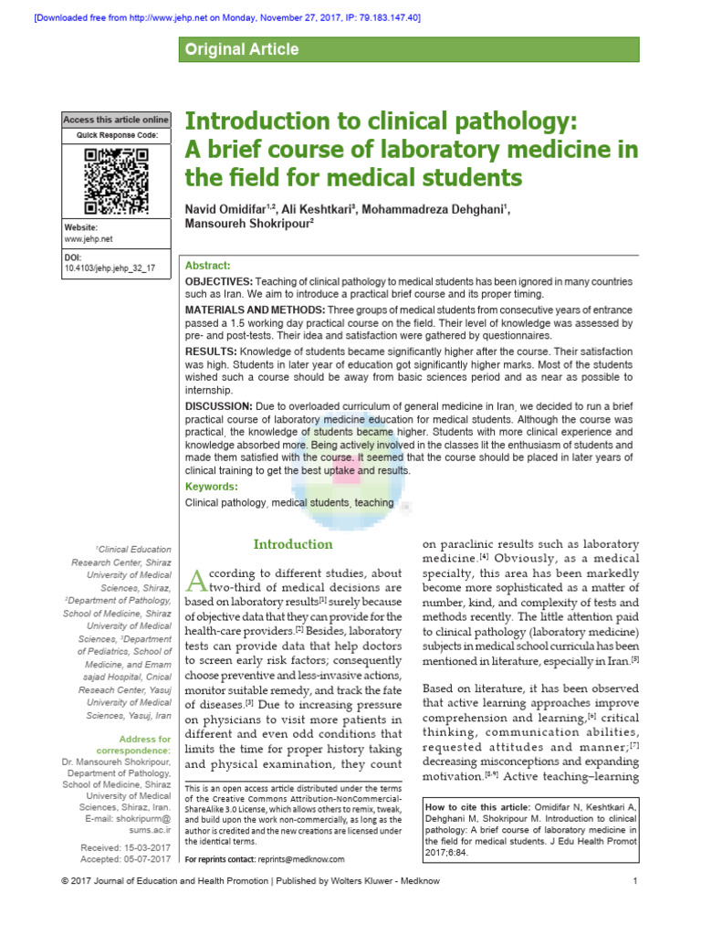 Introduction To Clinical Pathology A Brief Course | PDF | Medical ...