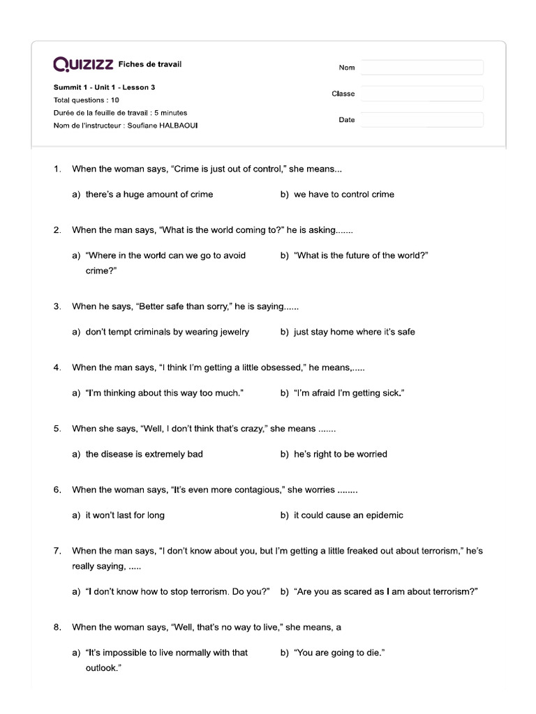 Quiz 10 Qs | PDF