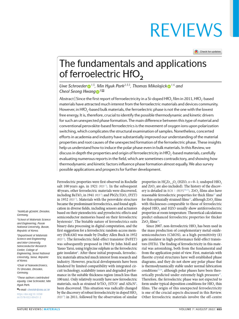 Fundamental and Applications of HfO2 | PDF | Ferroelectricity | Dielectric