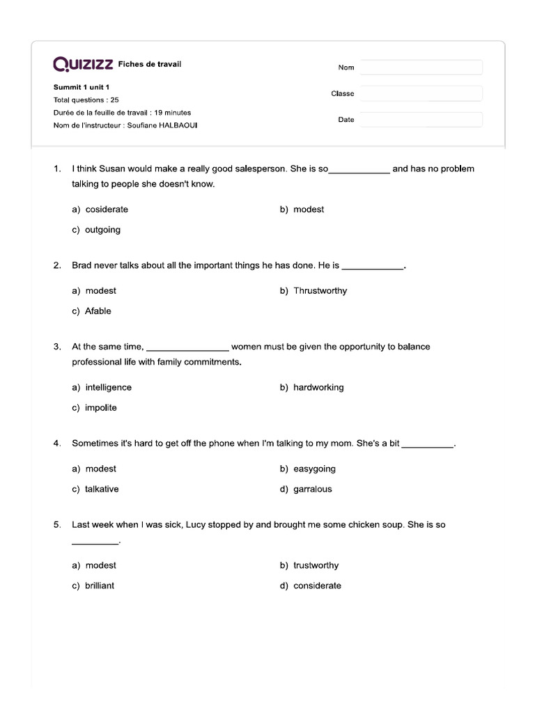 Quiz 25 Qs | PDF