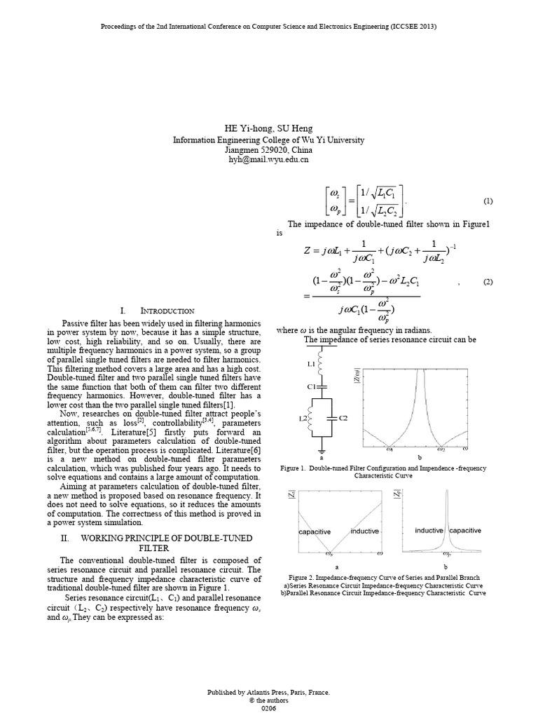 New Design Method for Double-Tuned Filters | PDF | Electronic Filter ...