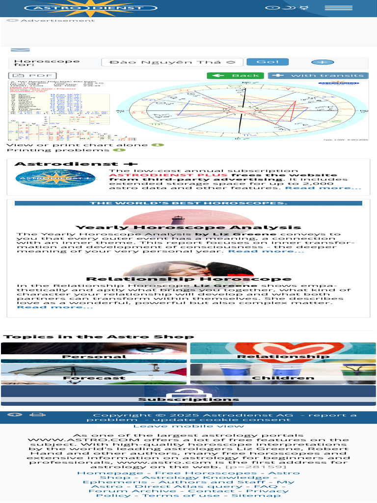 Free Astrology Chart - Astrodienst | PDF