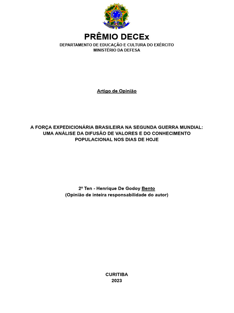 Legado da FEB na Segunda Guerra Mundial | PDF | Segunda Guerra Mundial ...
