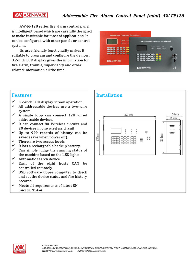 AW-FP128 Fire Alarm Control Panel Guide | PDF | Fuse (Electrical ...